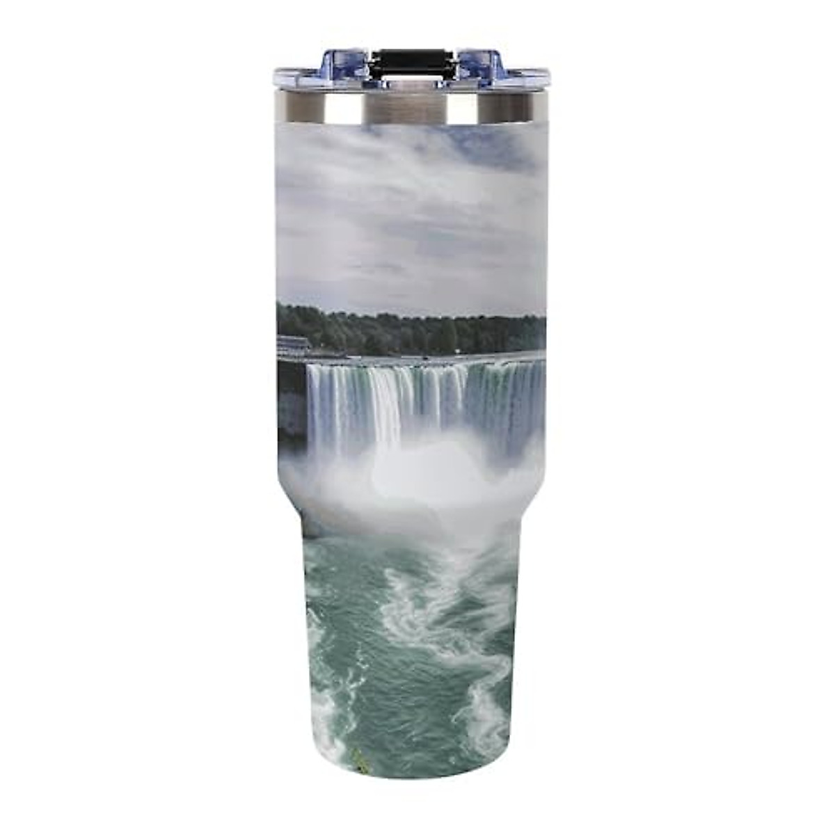 LLUTSNTH 40 Oz Vacuum Tumbler with White Handle Leakproof Insulated Tumbler Niagara Falls Stainless Steel Travel Mug with Lid And Straw Coffee Cup Cute Water Bottles Cup Holder Friendly