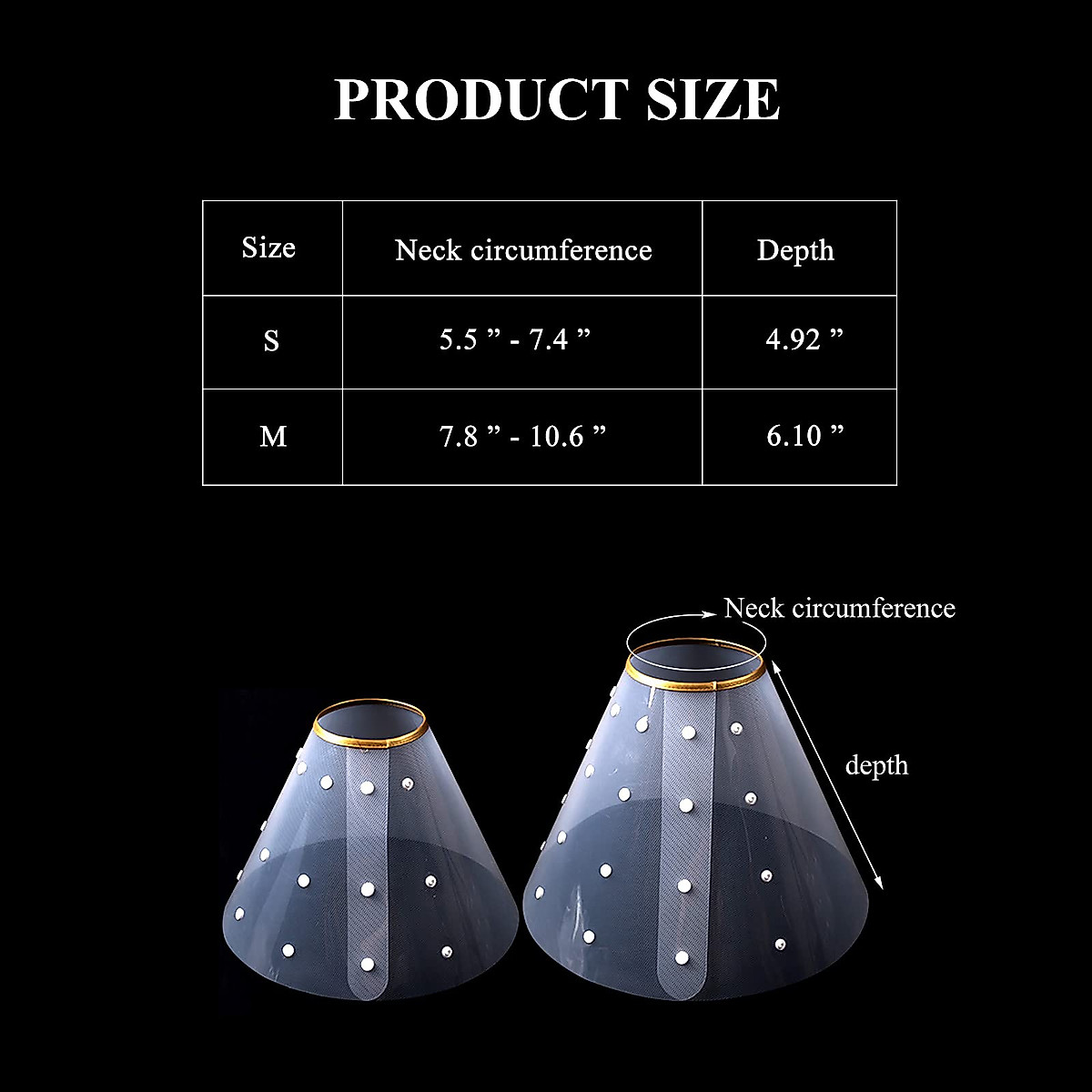 WishLotus Cat Cone Recovery, Soft Comfortable Adjustable Elizabethan Cat Collar, Pet Recovery E-Collar, Anti-Bite/Lick Pet Collar for Cat, Small Medium Dog, Rabbit (S, White)