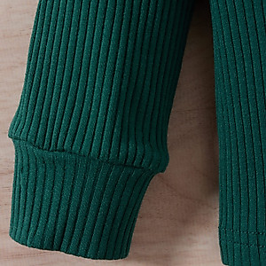 fhutpw Toddler Boy Fall Clothes 2T 3T 4T 5T Outfits Winter Long Sleeve Knitted Cotton Tops & Pants Sets Solid Color (A-Green, 2-3T)