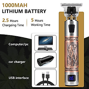 2BK LCD Display Hair Clippers for Men Professional Men Hair Trimmers, Zero Gapped Cordless Hair Trimmer, Rechargeable T-Blade Haircut & Grooming Kit Line Up Edgers Clippers for Men Home Use