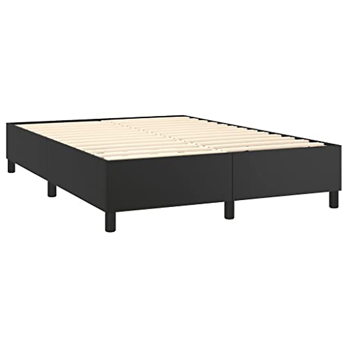 Penau Bed Frames Box Spring Bed with Mattress Black 53.9"x74.8" Faux Leather Bed Risers with Headboard for Bedroom