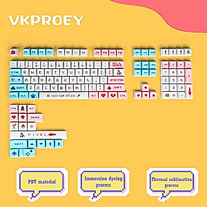 VKPROEY PBT Custom Keycaps Set 137 Keys XDA Profile Dye-Sublimation with Keycap Puller for 61/64/68/84/87/96/98/104/108 Major-Sizes Gateron MX Switches Mechanical Keyboard