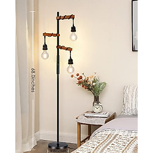 Assemer Dimmable Farmhouse Floor Lamp,Industrial Vintage Tall Tree Lamp with 3 x 800lm LED Edison Bulbs,Standing Lamps for Living Room Bedroom