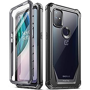 Poetic Guardian Series Case Designed for OnePlus Nord N10 5G, Full-Body Hybrid Shockproof Bumper Cover with Built-in-Screen Protector, Black