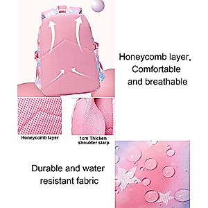 JiaYou School Backpack Sets 3pcs Stars Prints Daypack For Teens Girls Primary School Students(Pink Stars,22 Liters)