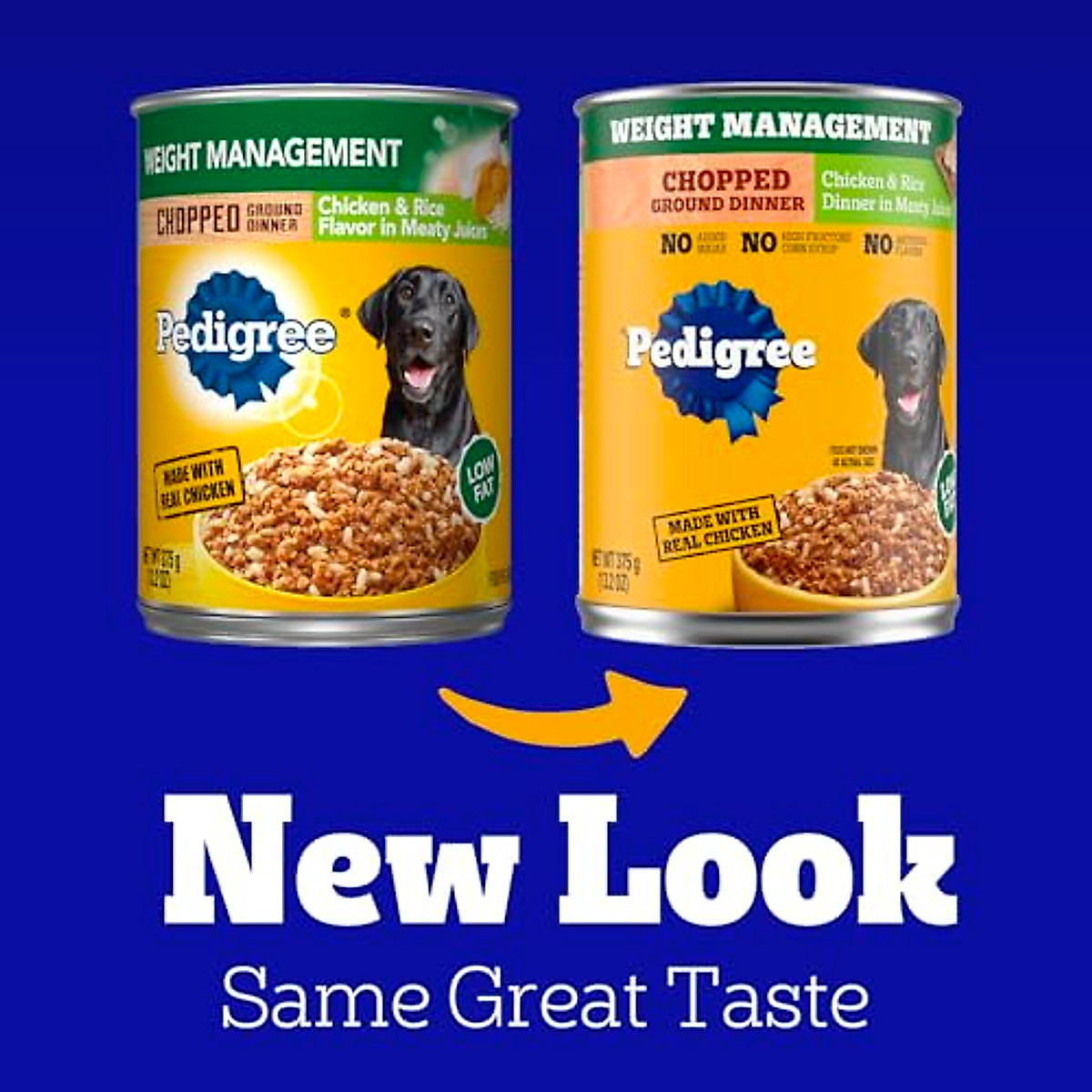 Pedigree Chopped Ground Dinner Weight Management Wet Dog Food Chicken & Rice Dinner in Meaty Juices, 13.2 oz. Cans 12 Count
