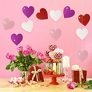 BWkoss 100Pcs Glitter Heart Cutouts Mother's Day Heart Confetti Red Purple Pink White Hearts Paper Accent Cutouts for Classroom Bulletin Border Holiday Wedding Bridal Shower Decors