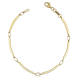 KoolJewelry 14k Yellow Gold Bar Link Bracelet for Women (1.8 mm, 7.25 inch)