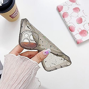 JYJFMLZC Compatible with iPhone 14 Pro Wavy Edge Shiny Stars Clear Cute Phone Case for Women Girls All-Around Soft TPU Anti-Collision Anti-Shock Transparent Phone Case for iPhone 14 Pro-Clear