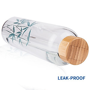 Cleesmil Borosilicate Glass Water Bottle 16 oz / 32 oz BPA Free Reusable Glass Drinking Bottle with Neoprene Sleeve and Bamboo Lid (32 oz, Bamboo)