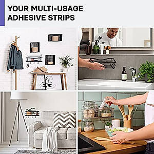 KINCMAX 2 Packs Strong Sticky Waterproof Heavy-duty Wall Adhesives Nail Free Transparent Adhesive Pad No-trace Wall Stick Adhesives Hook Strip for Shower Caddy, Kitchen Racks, Bathroom Storage Shelves