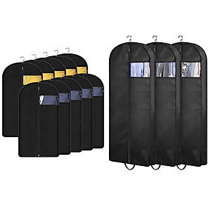 KIMBORA 43" Garment Bags for Hanging Clothes(10 Packs) & 54" Suit Bags for Closet Storage(3 Packs)