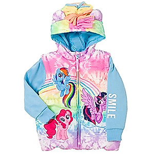 My Little Pony Twilight Sparkle Pinkie Pie Rainbow Dash Toddler Girls Zip Up Vest 2fer Jacket Tie Dye Multicolor 3T