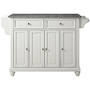 Crosley Furniture KF30003DWH Cambridge Kitchen Island with Solid Grey Granite Top, 52", White