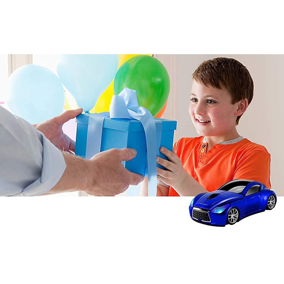 Sport Car Shape Mouse 2.4GHz Wireless Optical Gaming Mice 3 Buttons DPI 1600 Mouse for PC Laptop Computer (Blue)