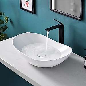 Davivy 24'' X 13.8'' Oval Vessel Sink with Pop Up Drain,Bathroom Vessel Sinks,Bathroom Sinks Above Counter,White Vessel Sink,Counter top Sink,Ceramic Vessel Sink,Oval Sink Bowls for Bathroom
