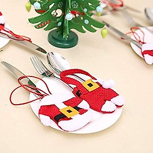 3 Sets Christmas Table Decoration Christmas Knife and Fork Cover Christmas Small Clothes Pants Cutlery Cover 1. (Style : Plastic Button)