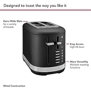 KitchenAid 2 Slice Automatic Toaster with Extra Wide Slots KMT2109BK, Cast Iron Black