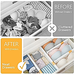 Drawer Dividers - 4 PACK Plastic Adjustable Drawer Separators, Expandable Divider Organizer for Closets, Drawer Spacers, Deep Utensil Drawer Organizer, Dresser Cabinet Dividers for Clothes(11-17.4'')