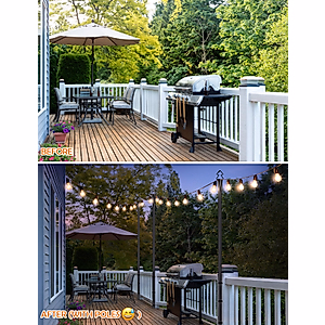 LOPANNY String Light Poles, Sturdy Outdoor Light Pole for Hanging String Lights, Deck Lighting Stand for Party