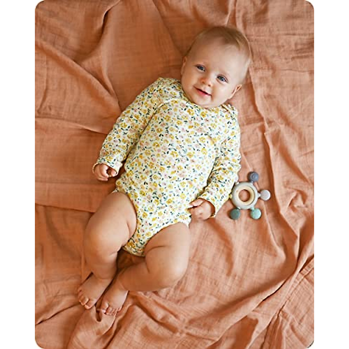 Mom Beebi Muslin Swaddle Blankets, Soft Silky Swaddle Blanket, Breathable and Skin-Friendly Baby Blankets for Boys & Girls, 4-Pack Unisex Baby Blankets, 47 x 47 inches