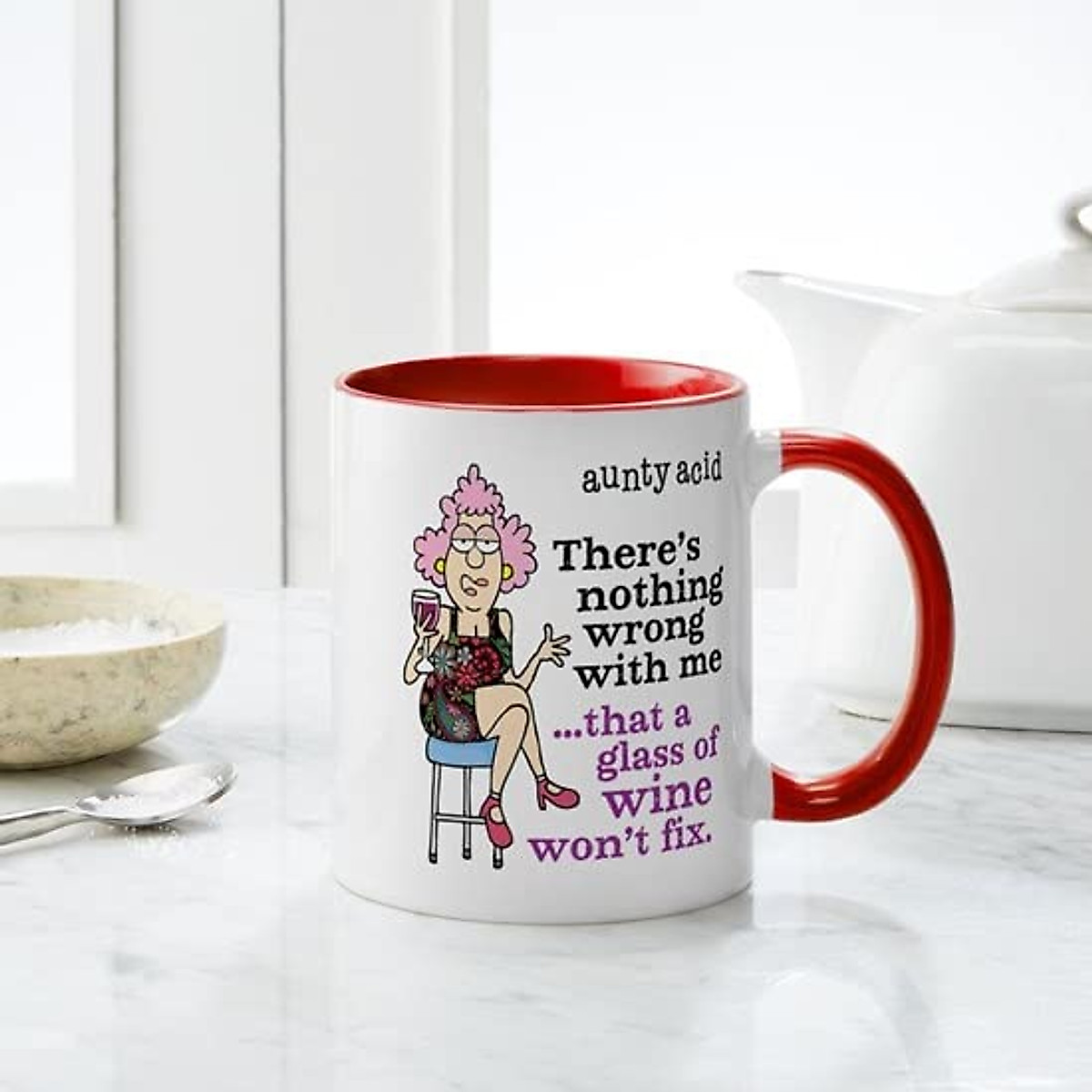 CafePress Aunty Acid: Glass Of Wine Mug Ceramic Coffee Mug, Tea Cup 11 oz