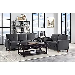 Lexicon Morgan 80" W Velvet Living Room Sofa Couch, Gray
