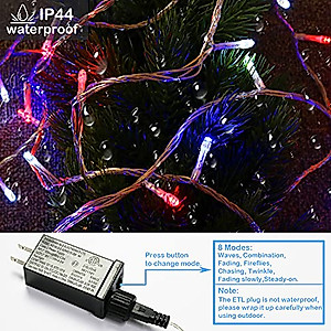 YAOZHOU 4th of July Decorations Patriotic Lights-Red White and Blue String Lights Indoor, 200LED 66FT Outdoor, 8 Modes for Christmas, Independence Day, Bedroom, Garden, Patio, Yard