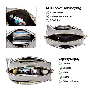 Roulens Triple Zip Small Crossbody Bag for women,Wide Strap Cell Phone Purse Shoulder Handbag Wallet with Credit Card Slots