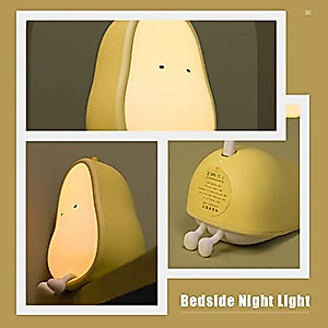 BFYCHYC Night Lights for Kids USB Rechargeable Lamps, BPA-Free ABS+Silicone Bedside Lamp for Breastfeeding,Color Changing, Yellow Pear