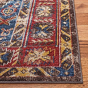SAFAVIEH Bijar Collection 2'3" x 10' Brown / Royal BIJ621C Traditional Oriental Distressed Non-Shedding Living Room Entryway Foyer Hallway Bedroom Runner Rug