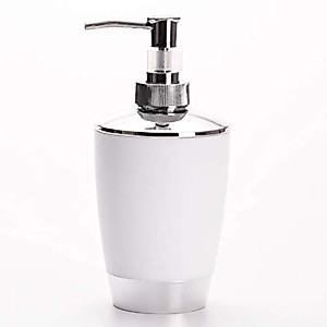 Zuvo 6 Pcs Plastic Bathroom Accessory Set Luxury Bath Accessories Bath Set Lotion Bottles, Toothbrush Holder, Tooth Mug, Soap Dish, Toilet Brush, Trash Can, Rubbish Bin (White)