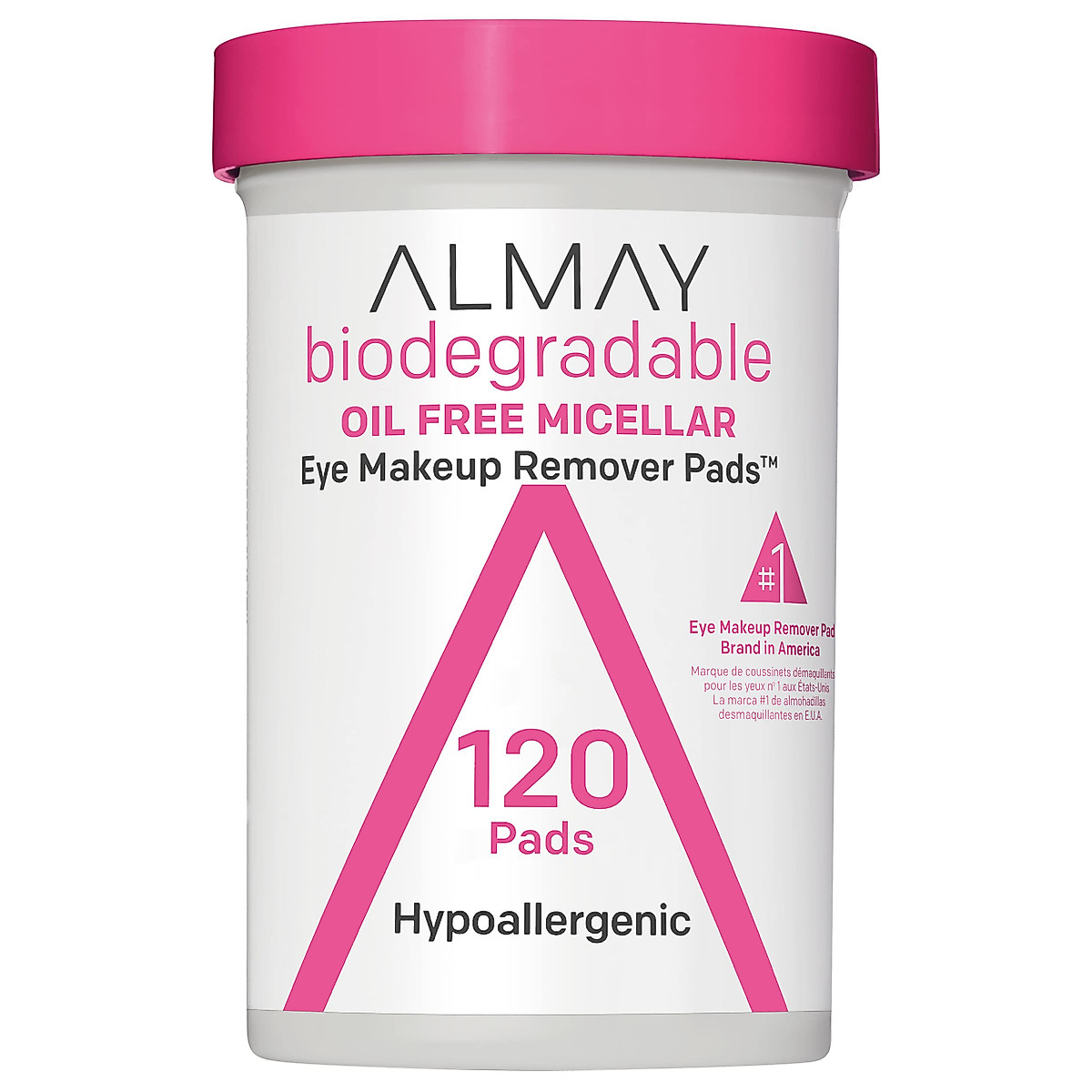 Almay Biodegradable Makeup Remover Pads, Micellar Gentle, Hypoallergenic, Fragrance-Free, Dermatologist & Ophthalmologist Tested, 120 Count