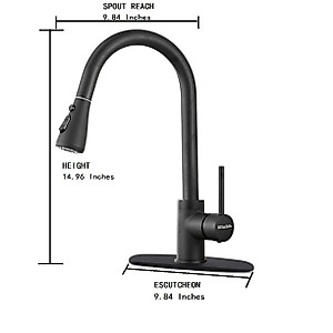 Klabb 8008 Kitchen Faucet Matte Black Single Handle Brass Pull Out Kitchen Faucet with Sprayer with Desk Plate