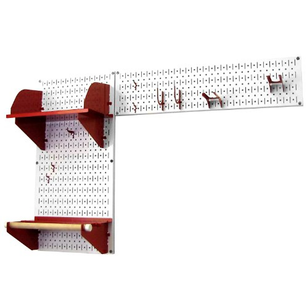 Wall Control Pegboard Garden Supplies Storage and Organization Garden Tool Organizer Kit with White Pegboard and Red Accessories