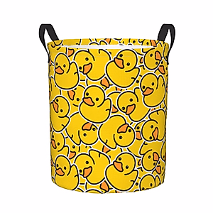 KiuLoam Rubber Ducky Cartoon 19.6 Inches Large Storage Basket Collapsible Organizer Bin Laundry Hamper for Nursery Clothes Toys