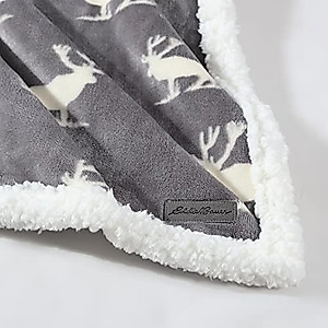 Eddie Bauer Ultra-Plush Collection Throw Blanket-Reversible Sherpa Fleece Cover, Soft & Cozy, Perfect for Bed or Couch, Elk Stance Grey