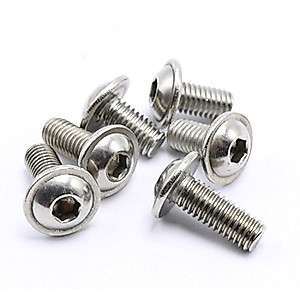 M5 x 16mm Stainless Steel Flanged Button Head Screws,Allen Socket Bolts,Right Hand Full Threads,Metric,24-Pieces