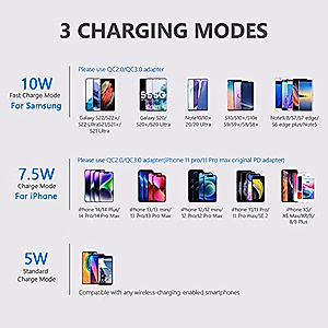 Yootech Wireless Charger,10W Max Wireless Charging Stand, Compatible with iPhone 14/14 Plus/14 Pro/14 Pro Max/13/13 Mini/13 Pro Max/SE 2022/12/11/X/8, Galaxy S22/S22 Ultra/S21/S20/S10(No AC Adapter)
