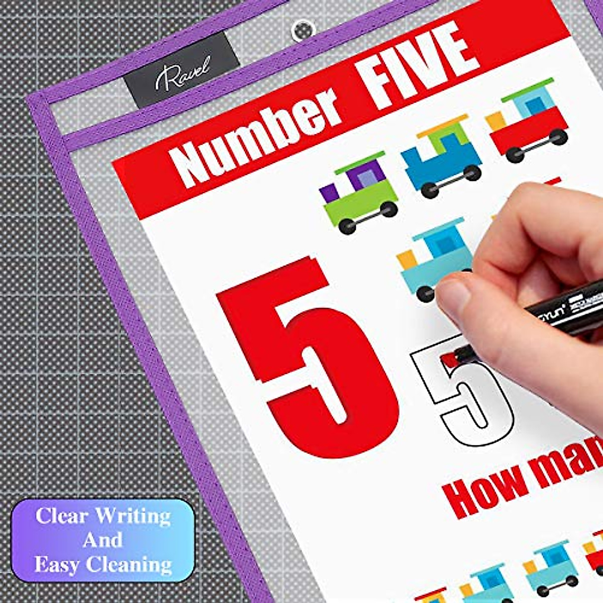 Dry Erase Sleeves – Multicolor Dry Erase Pockets – Reusable Classroom Sheet Protectors – Dry Erase Sheet Protectors with Oversize Pockets – Pack of 12 Heavy Duty Page Protectors