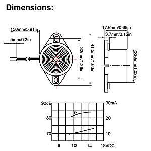 UHPPOTE 75dB Mechanical Buzzer Sounder with Leads 12VDC Continuous Beep for Access Control and Buzz-in Systems (Pack of 5)
