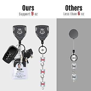 MNGARISTA Retractable Badge Holder and Heavy Duty Badge Keychain with Belt Clip, 31.5" Cord, 9oz Retraction, Tactical ID Card Holder with Retractable Badge Reel Key Chain, Black