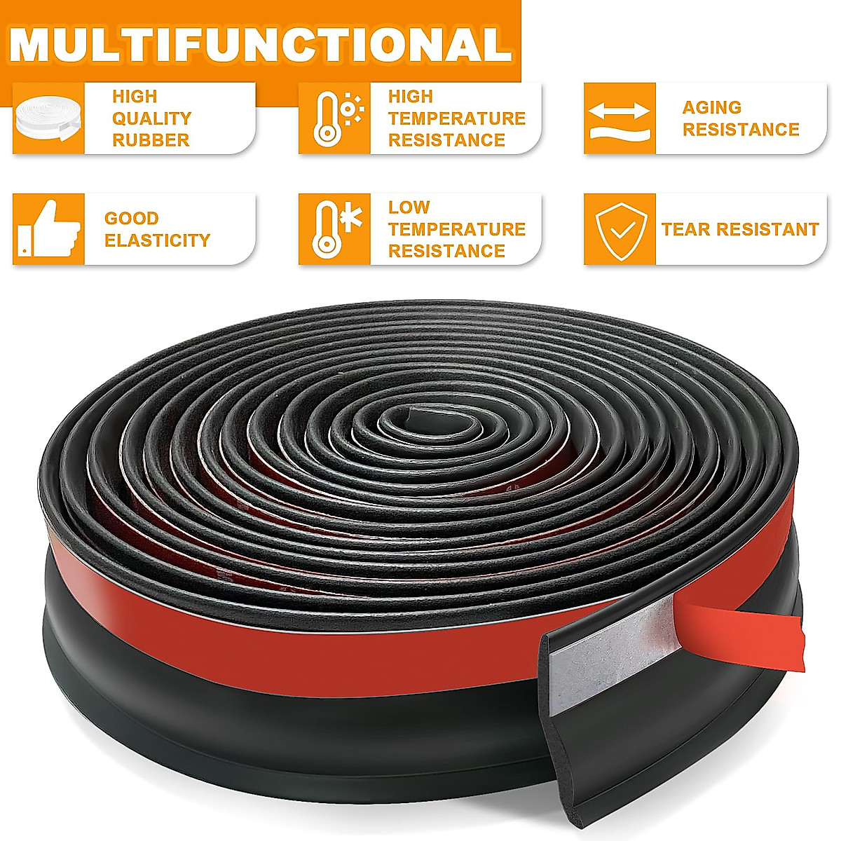 Universal Garage Door Threshold Seals Bottom Rubber Replacement, weatherproofing Garage Door Weather Stripping with Nails (10ft)