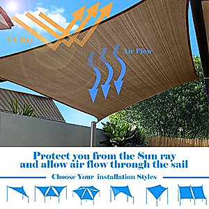 AwnPro Square Shade Sail 6' x 6' Canopy to Block Sunlight for Outdoor Patio Garden Patio Deck Pergola (Brown)