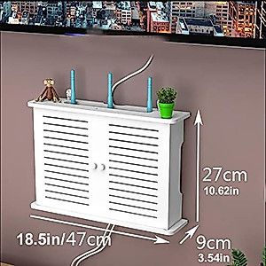 CWDRDX Wireless WiFi Router Storage Boxes Wooden Box Cable Wire Bracket Wall Plug Board Storage Shelf L