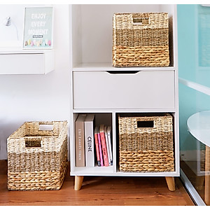 CHI AN HOME Wicker Hyacinth Cube Baskets Pack 4 + Set 4 Nesting Storage Baskets