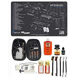 EDOG Range Warrior 27 Pc Gun Cleaning Kit - Compatible with Sig Sauer P365 Pistol - Schematic (Exploded View) Mat, Range Warrior Universal .22 9mm - .45 Kit & Tac Book Accessories Set