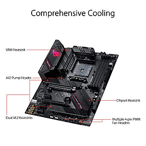 ASUS ROG Strix B550-F Gaming AMD AM4 Zen 3 Ryzen 5000 & 3rd Gen Ryzen ATX Motherboard (PCIe 4.0, 2.5Gb LAN, BIOS Flashback, HDMI 2.1, Addressable Gen 2 RGB Header and Aura Sync)