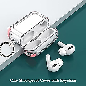 AnNengJing Custom Photo Name AirPods Pro Case with Keychain,Personalized Soft Clear TPU AirPods Pro Case Cover (Pink)