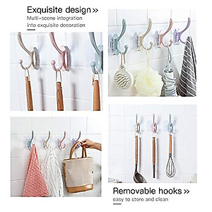 Coat Hook 8 Pack Split Design Heavy Duty Transparent Reusable Seamless Wall Mounted Double Removable Hooks for Coat,Scarf,Bag,Towel,Key,Cap,Cup,Hat(Purple)